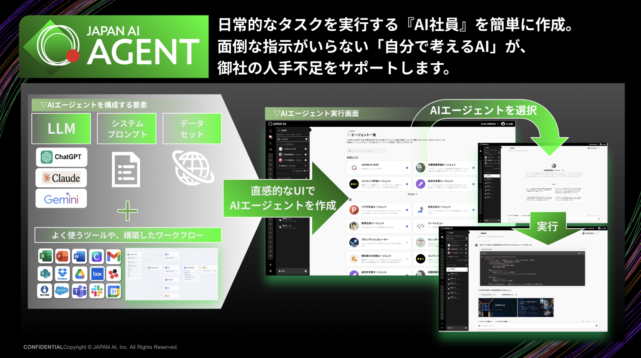 『日本企業のための最も実用的なAIエージェントへ』JAPAN AI株式会社、自律型AIエージェント「JAPAN AI AGENT」を提供開始 | ニュース | JAPAN AI株式会社 ...